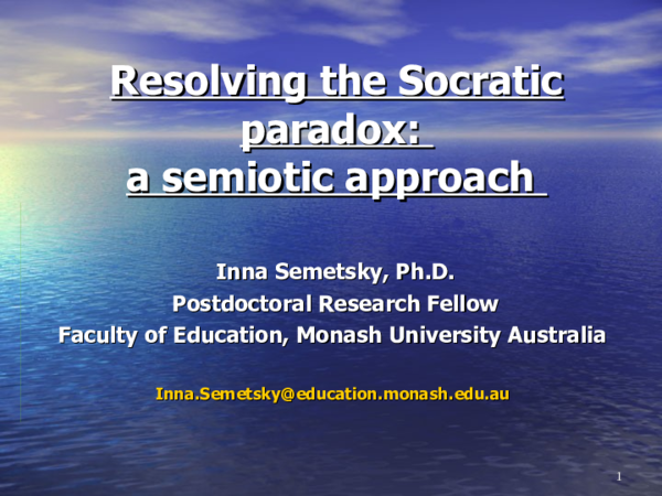 (PPT) Resolving the Socratic Paradox: a semiotic approach