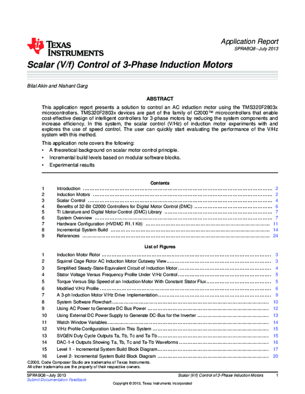 (PDF) Application Report Scalar (V/f) Control of 3-Phase Induction Motors
