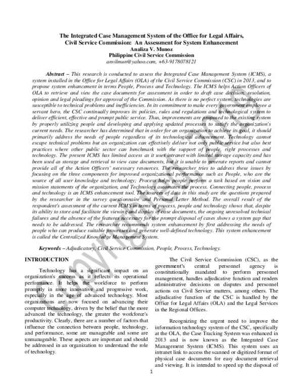 (PDF) The Integrated Case Management System of the Office for Legal ...