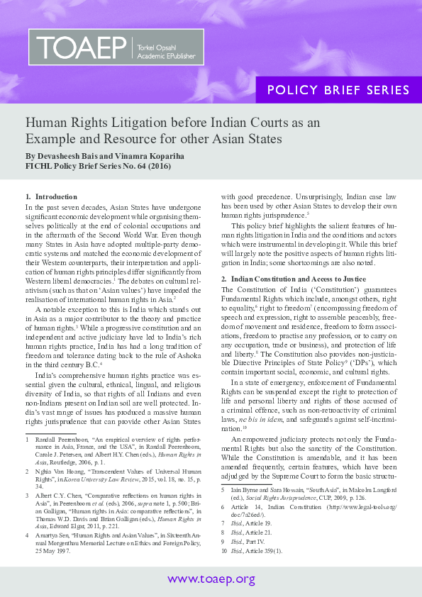 (PDF) Human Rights Litigation before Indian Courts as an Example and ...