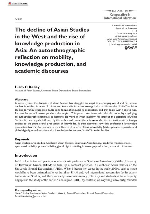 (PDF) The Decline of Asian Studies in the West and the Rise of ...