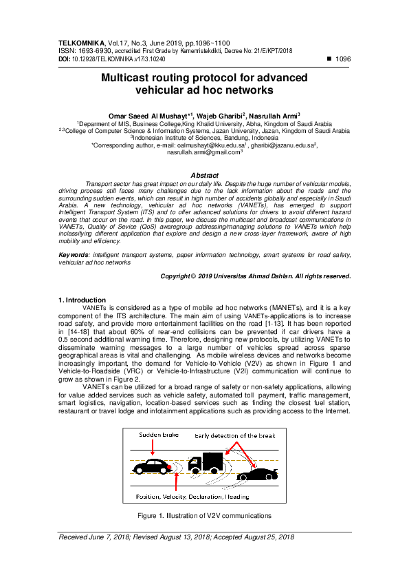 (PDF) Multicast routing protocol for advanced vehicular ad hoc networks | TELKOMNIKA JOURNAL ...