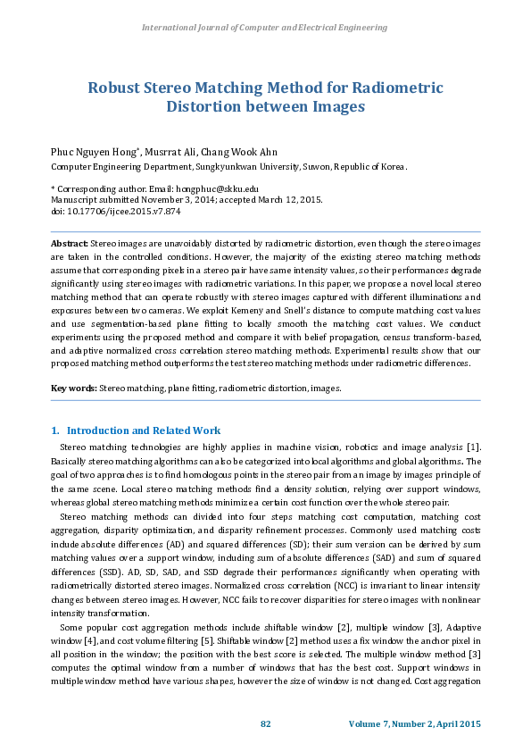 (PDF) Robust Stereo Matching Method for Radiometric Distortion between ...