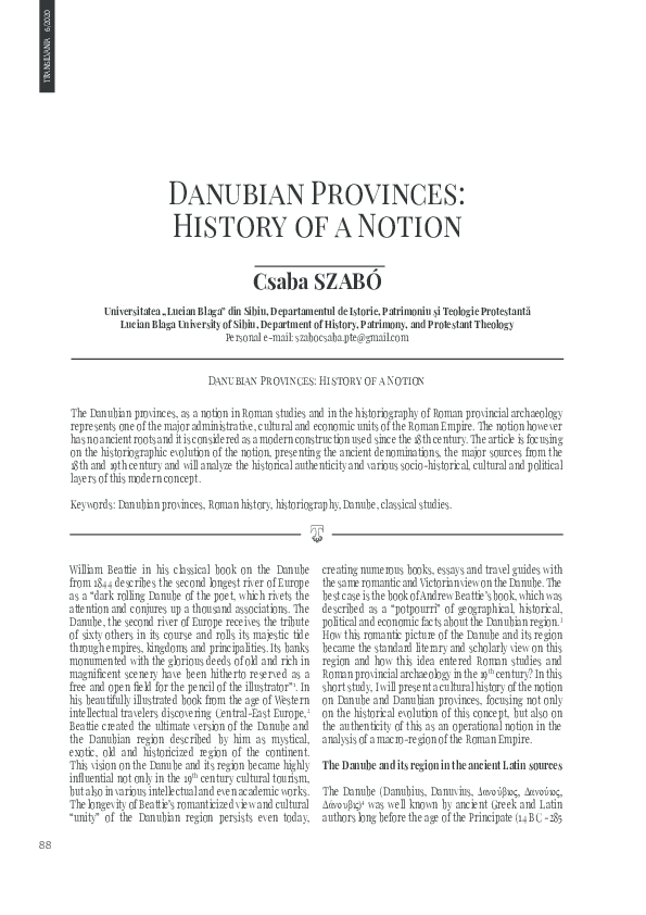 (PDF) Danubian Provinces: History of a Notion