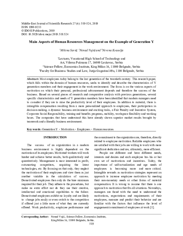 (PDF) Main Aspects of Human Resources Management on the Example of ...