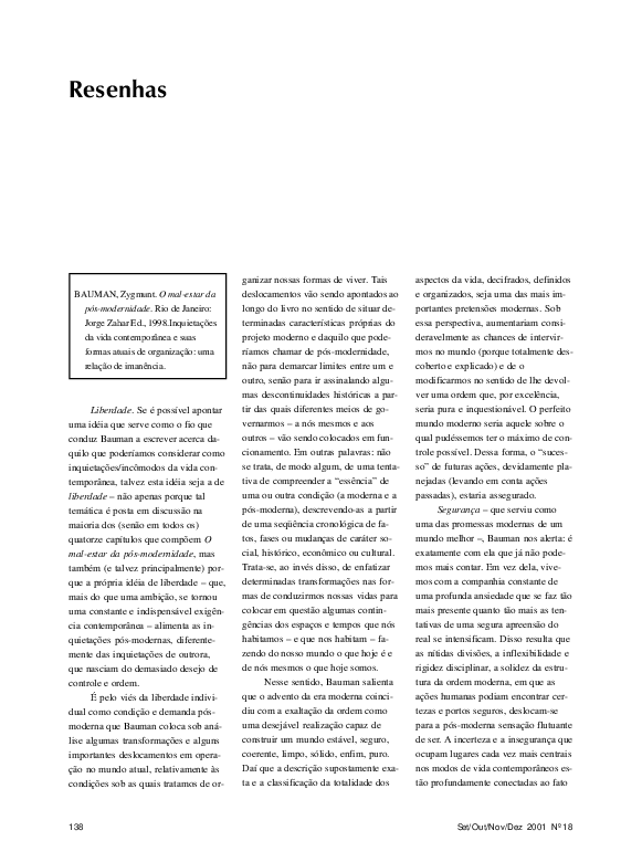 (PDF) O mal-estar da pós-modernidade