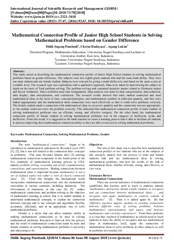 (PDF) Mathematical Connection Profile of Junior High School Students in ...