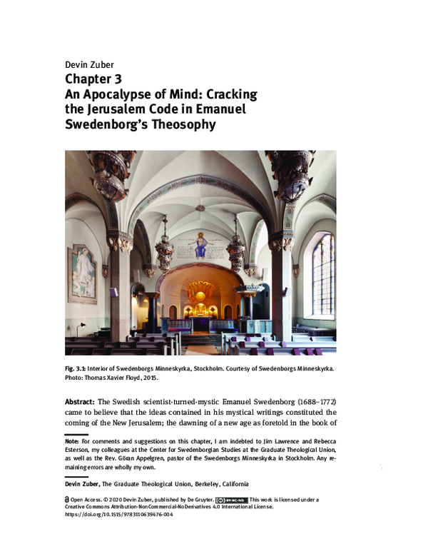 (PDF) An Apocalypse of Mind: Cracking the Jerusalem Code in Emanuel Swedenborg's Theosophy