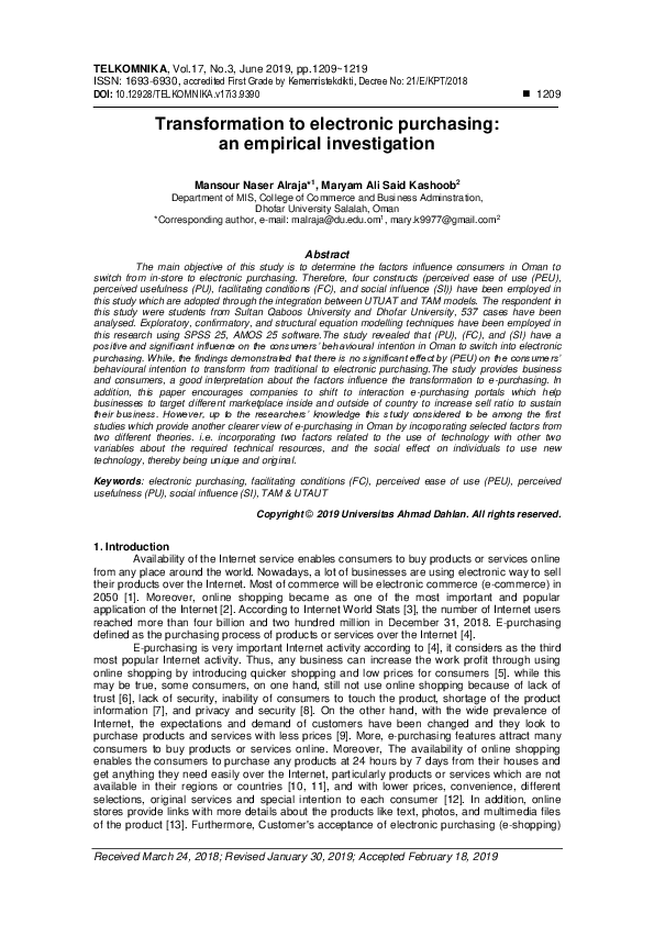 (PDF) Transformation to electronic purchasing: an empirical investigation