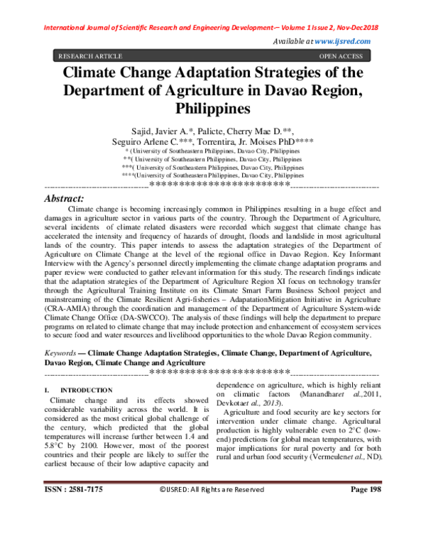 (PDF) Climate Change Adaptation Strategies of the Department of ...