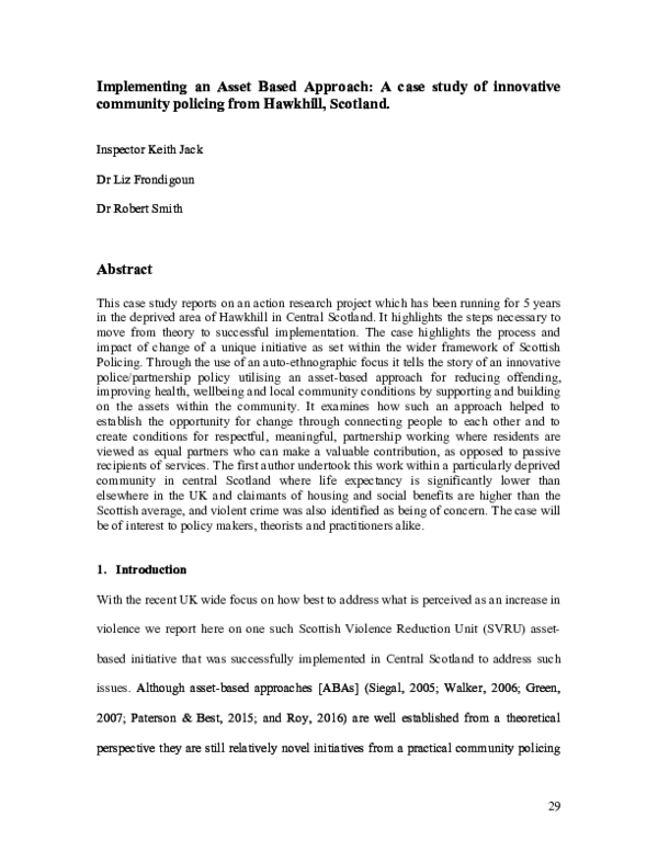 (DOC) Implementing an Asset Based Approach: A case study of innovative ...
