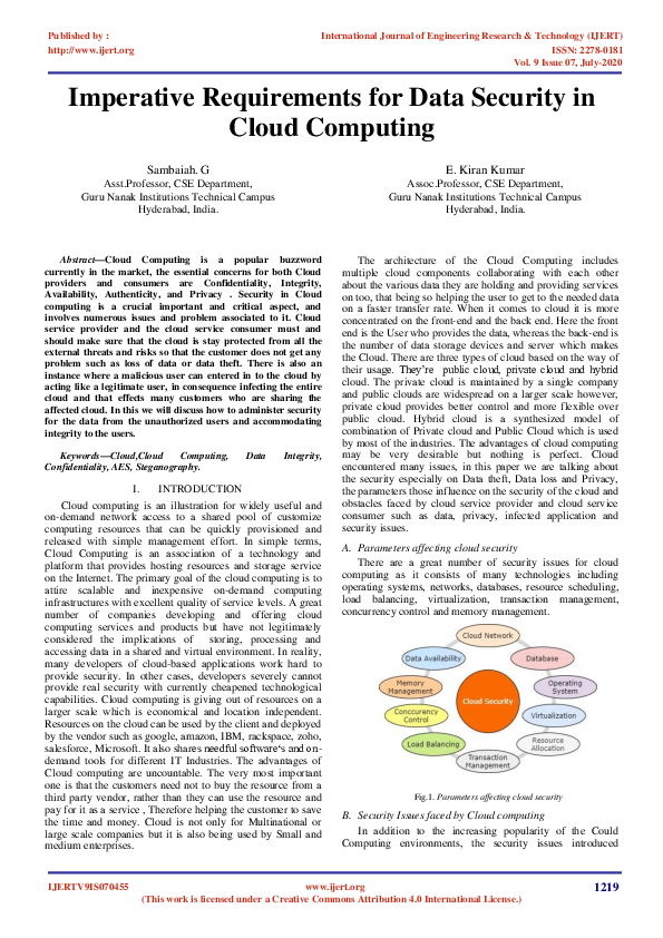 (PDF) IJERT-Imperative Requirements for Data Security in Cloud Computing | IJERT Journal ...