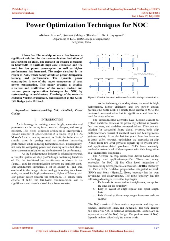 (PDF) IJERT-Power Optimization Techniques for NOC