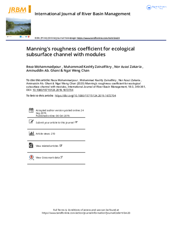 (PDF) Manning's Roughness Coefficient for Ecological Subsurface Channel ...