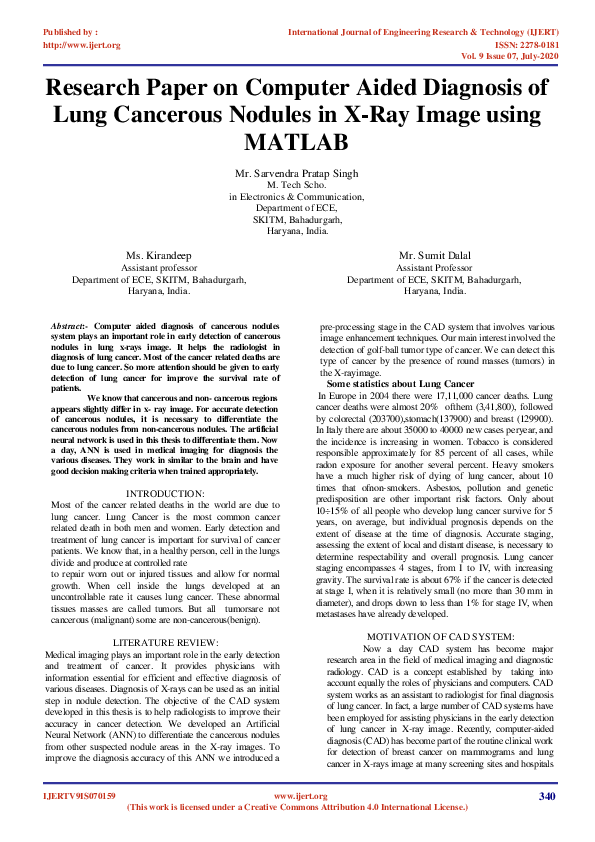 (PDF) IJERT-Research Paper on Computer Aided Diagnosis of Lung ...