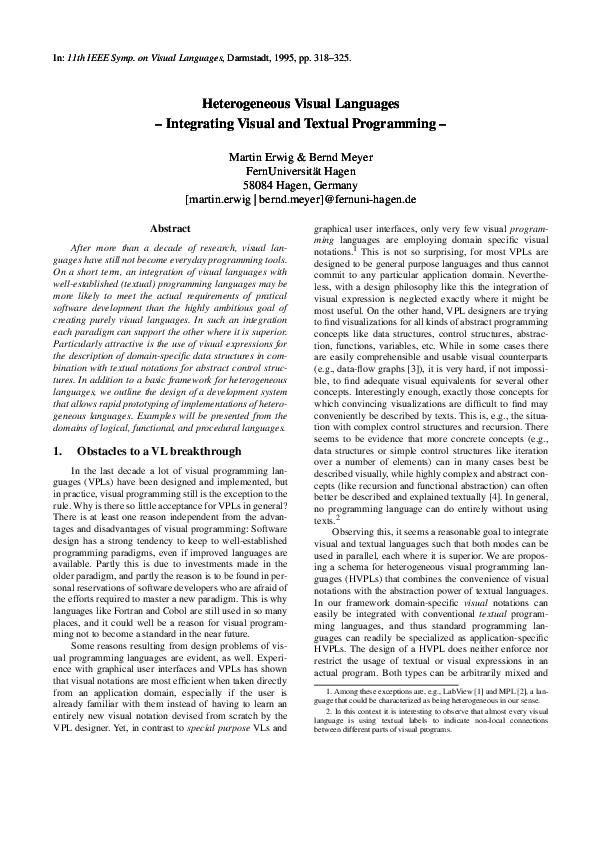 (PDF) Heterogeneous visual languages-integrating visual and textual ...