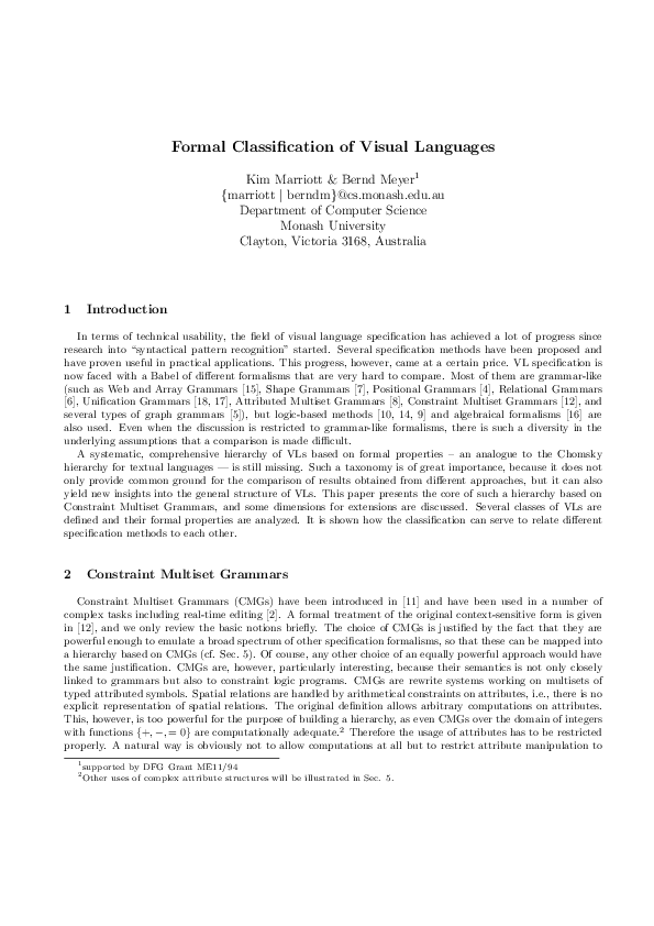 (PDF) Formal classification of visual languages