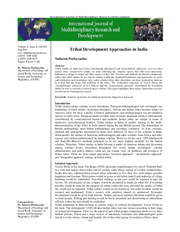 (PDF) Tribal Development Approaches in India