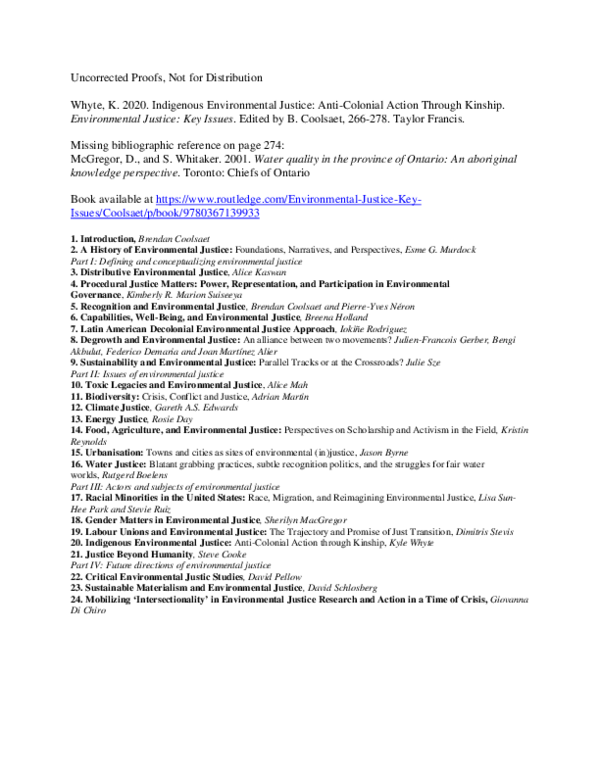 (PDF) Indigenous Environmental Justice: Anti Colonial Action through ...