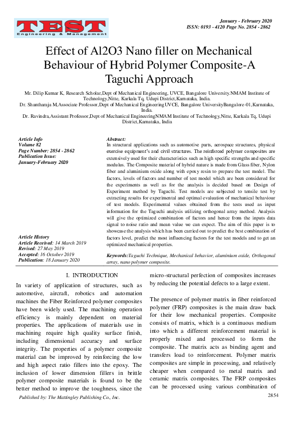 (PDF) Effect of Al2O3 Nano filler on Mechanical Behaviour of Hybrid ...