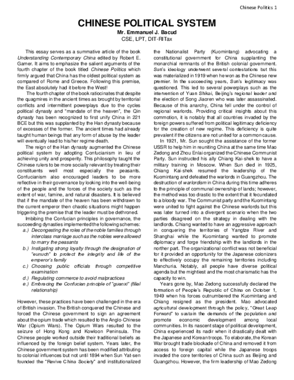 (PDF) CHINESE POLITICAL SYSTEM
