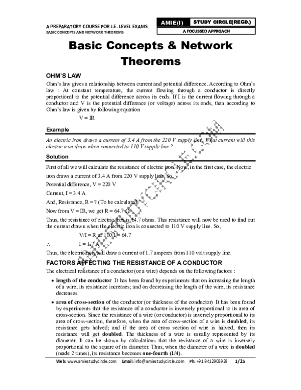 (PDF) Basic Circuits and Network Theorems
