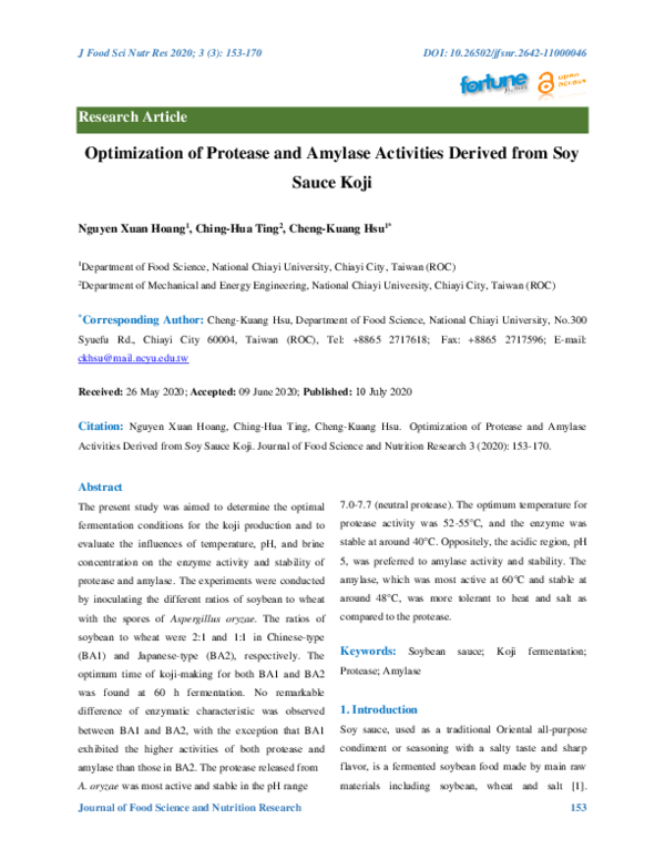 (PDF) Journal of Food Science and Nutrition Research 153 Optimization of Protease and Amylase ...