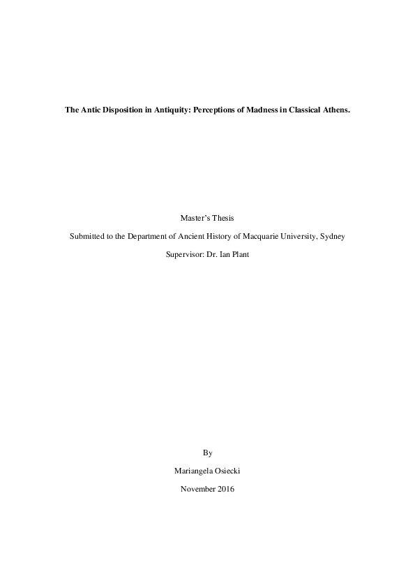 (PDF) The Antic Disposition in Antiquity: Perceptions of Madness in ...