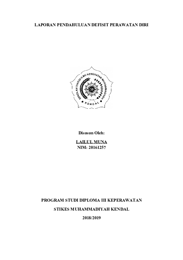 (DOC) LAPORAN PENDAHULUAN DEFISIT PERAWATAN DIRI