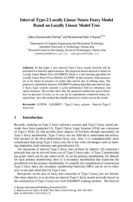 Pdf Interval Type 2 Locally Linear Neuro Fuzzy Model Based On Locally Linear Model Tree