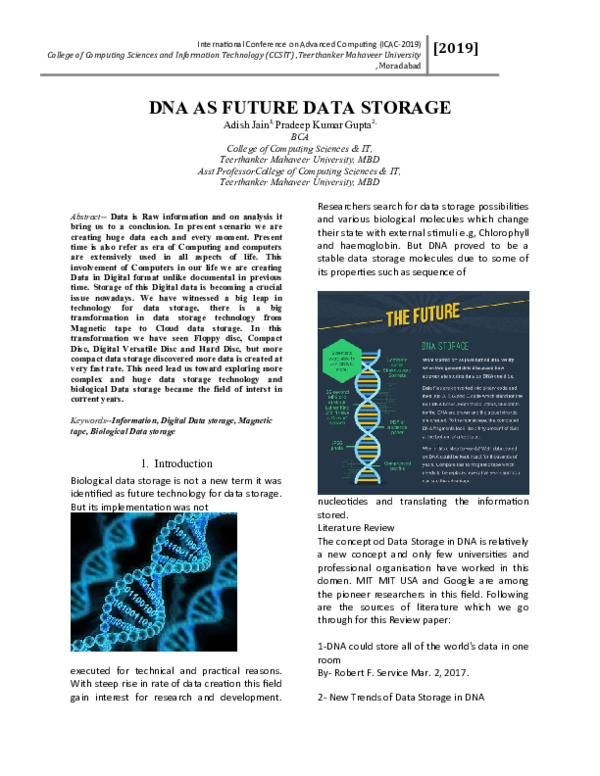 (DOC) DNA AS FUTURE DATA STORAGE