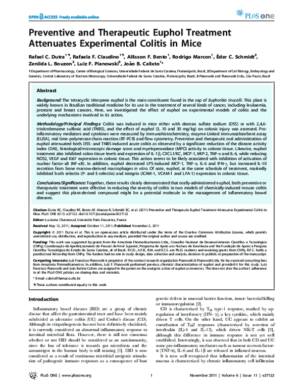 (PDF) Preventive and Therapeutic Euphol Treatment Attenuates ...