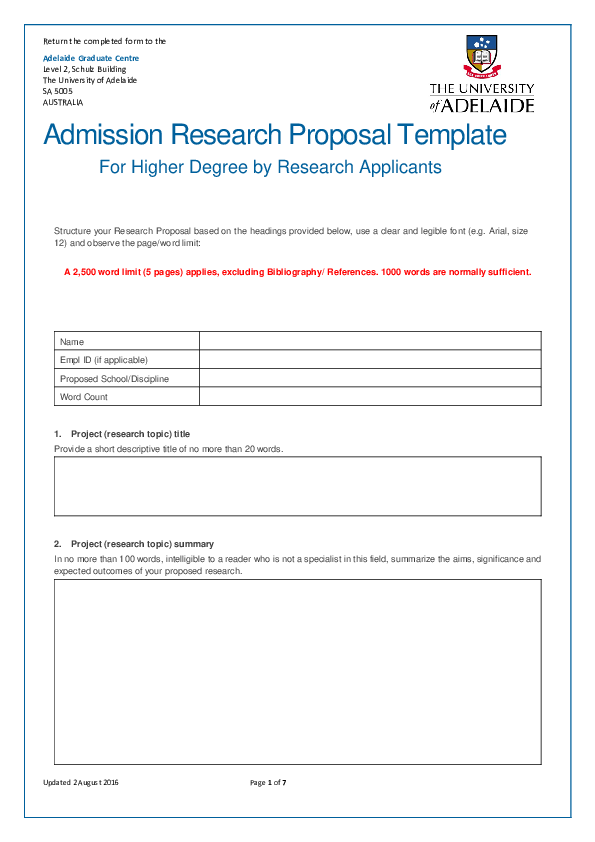 (PDF) Admision research proposal template