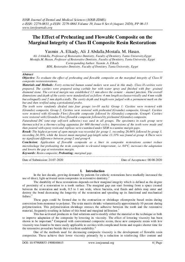 Pdf Preheating And Flowable Composite Effects On Margins