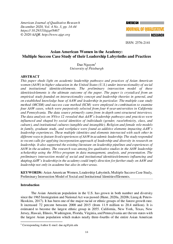(PDF) Asian American Women in the Academy: Multiple Success Case Study ...
