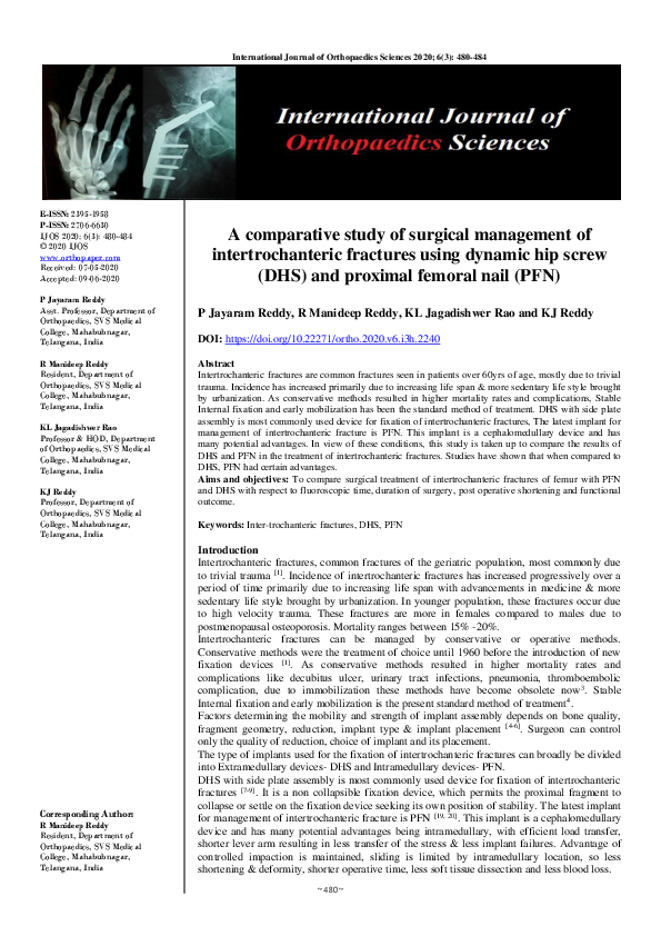 (PDF) A comparative study of surgical management of intertrochanteric ...