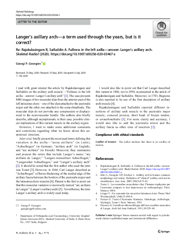 (PDF) Langer’s axillary arch—a term used through the years, but is it ...
