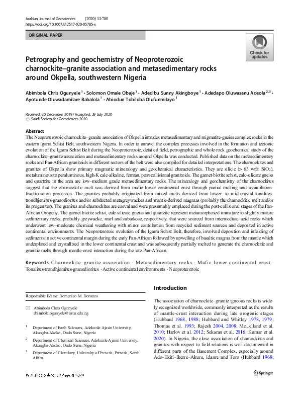 (PDF) Petrography and geochemistry of Neoproterozoic charnockite ...