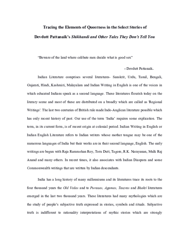 (DOC) Tracing the Elements of Queerness in the Select Stories of ...