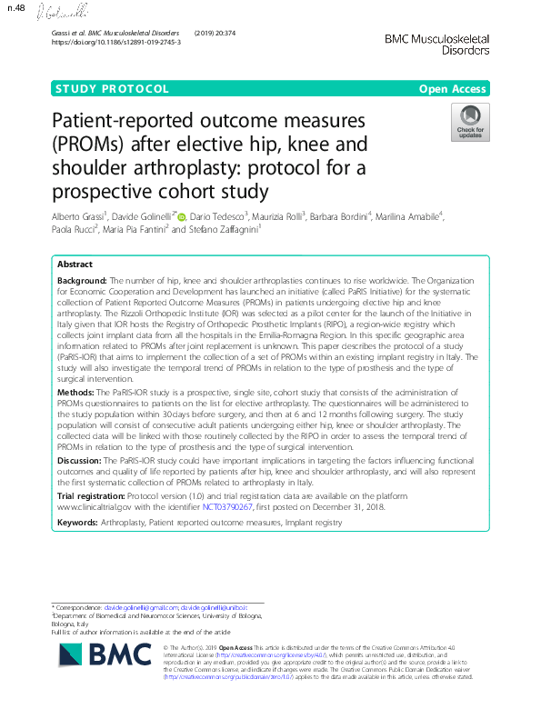 (PDF) Patient-reported outcome measures (PROMs) after elective hip, knee and shoulder ...