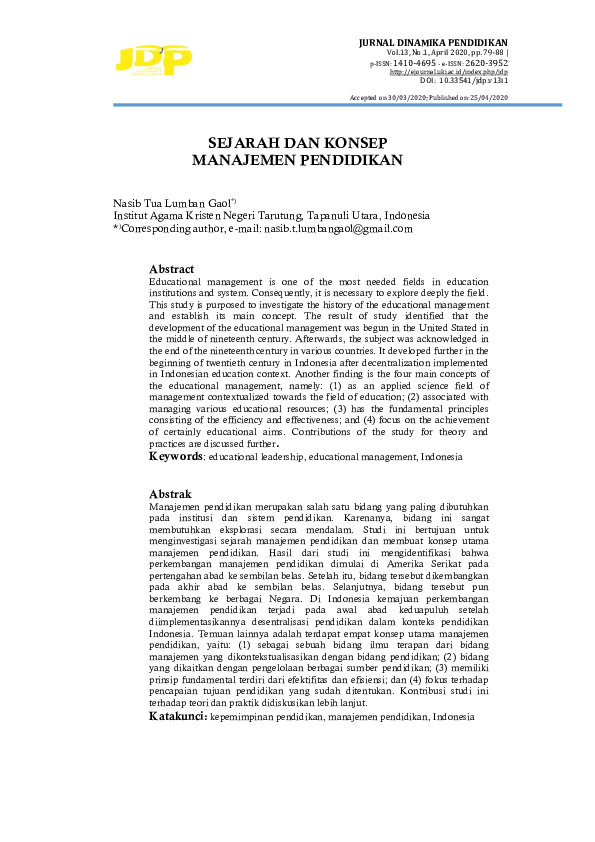 Pdf Sejarah Dan Konsep Manajemen Pendidikan