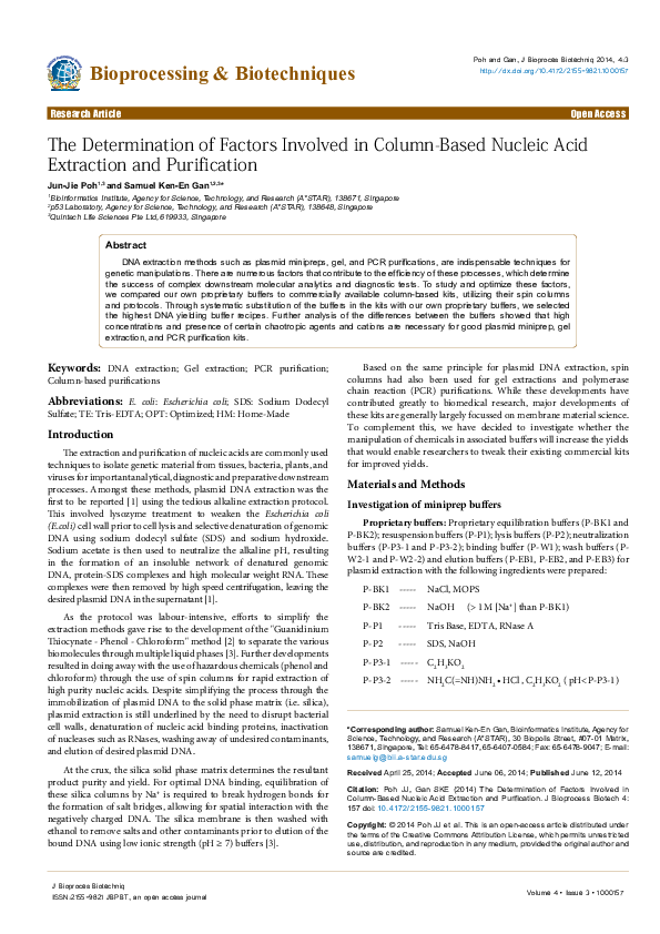 (PDF) Column-Based Nucleic Acid Extraction and Purification