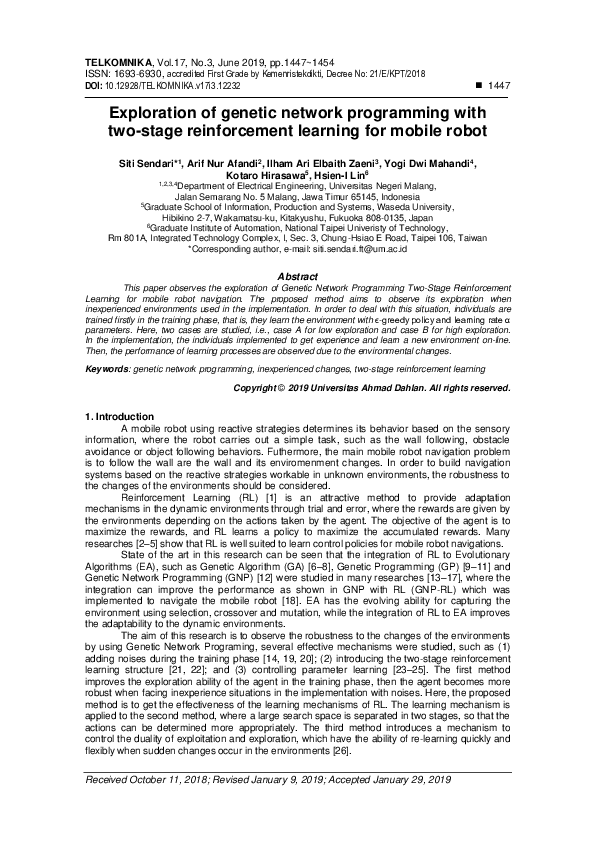 Pdf Exploration Of Genetic Network Programming With Two Stage Reinforcement Learning For