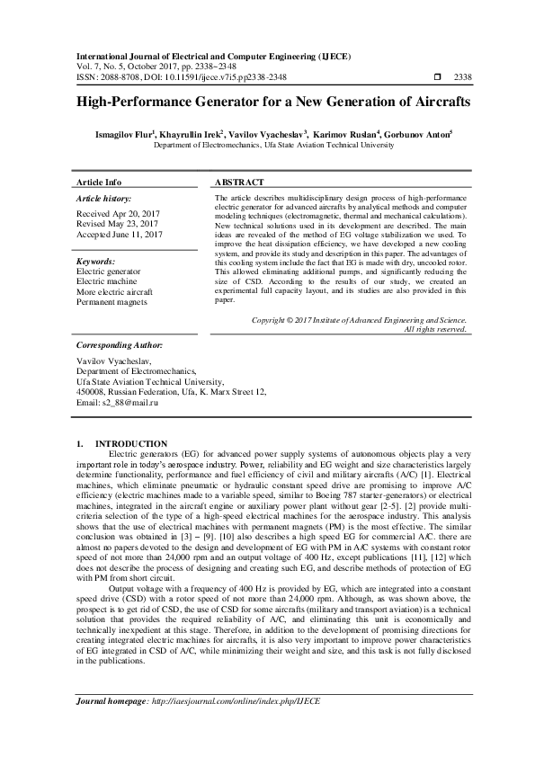 (PDF) High-Performance Generator for a New Generation of Aircrafts