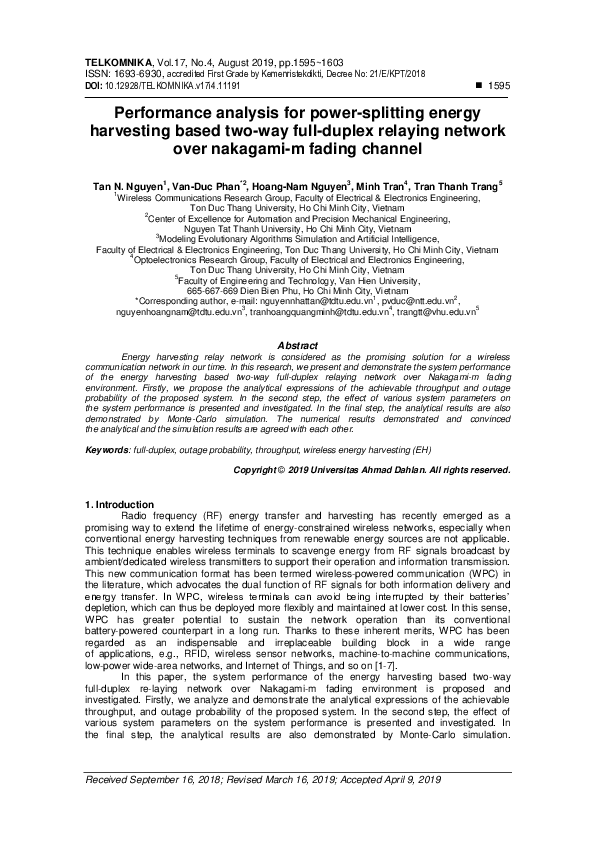 Pdf Performance Analysis For Power Splitting Energy Harvesting Based