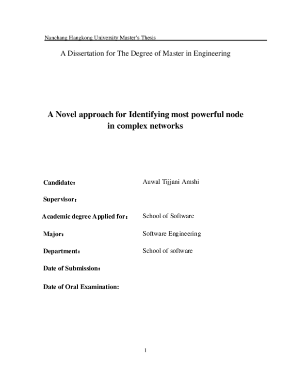 (PDF) A Novel approach for Identifying most powerful node in complex networks