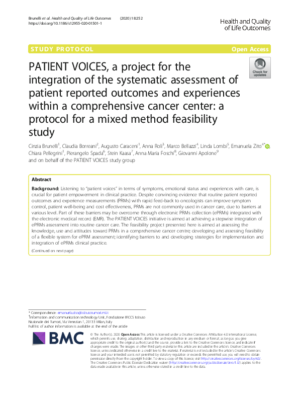 (PDF) PATIENT VOICES, a project for the integration of the systematic ...