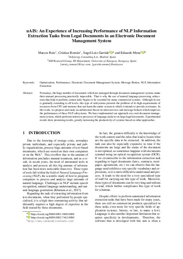 Pdf Uais An Experience Of Increasing Performance Of Nlp Information Extraction Tasks From