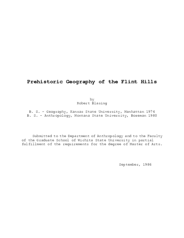 (PDF) Prehistoric Geography of the Flint Hills