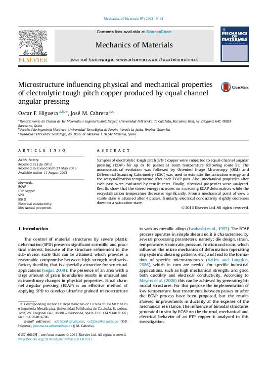 (PDF) Microstructure influencing physical and mechanical properties of electrolytic tough pitch ...
